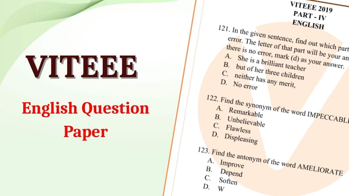 VITEEE English Questions 2026 with Answers - Download PDf