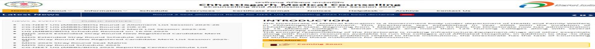 Chhattisgarh NEET UG 2025: Round 2 allotment out for MBBS, BDS at cgdme.admissions.nic.in