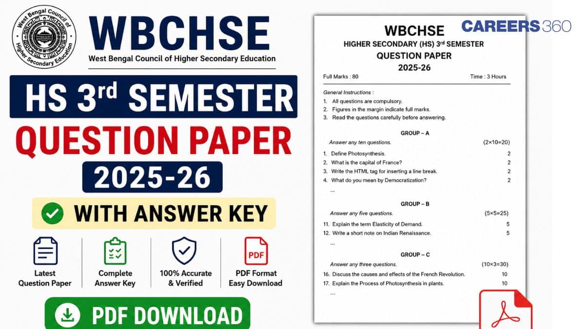WBCHSE HS 3rd Sem Question Paper 2025-26 with Answer Key PDF Download
