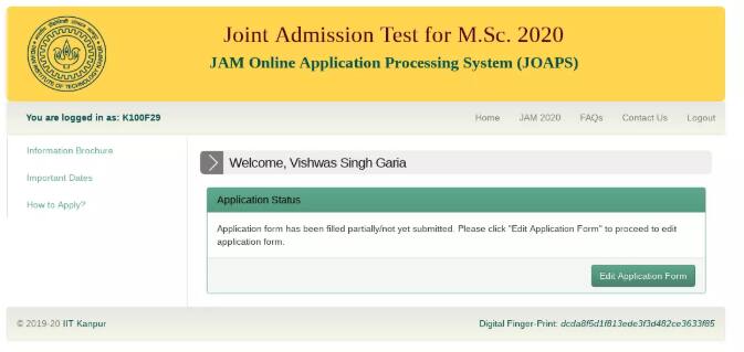 IIT JAM Application Form 2022, Correction Window (Open) - Apply Here!