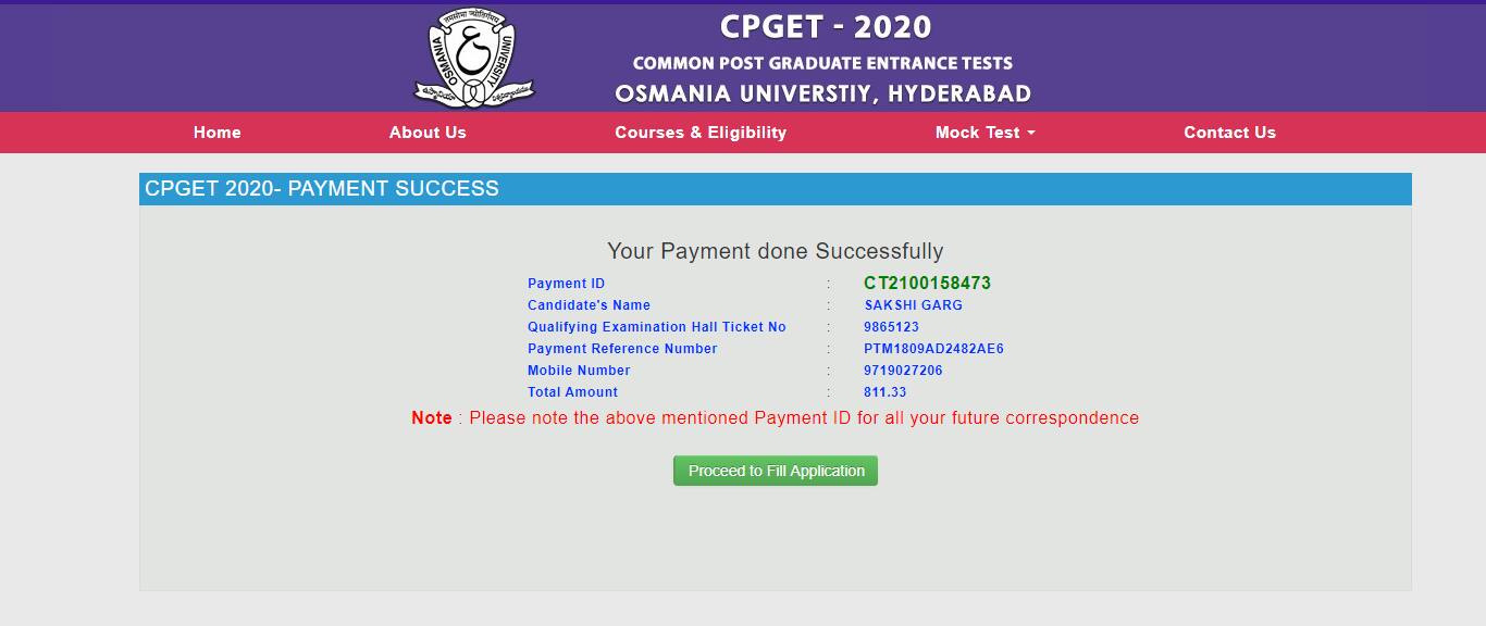 CPGET Application Form 2020, OUCET Correction Window - Apply Here