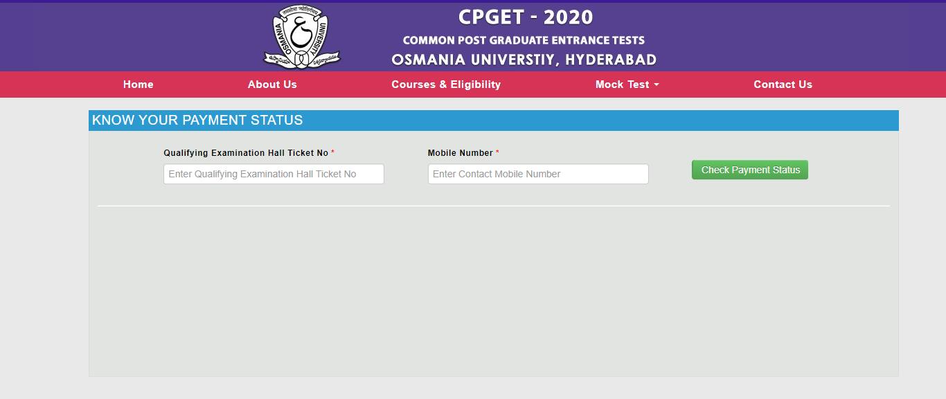 CPGET Application Form 2020, OUCET Correction Window - Apply Here
