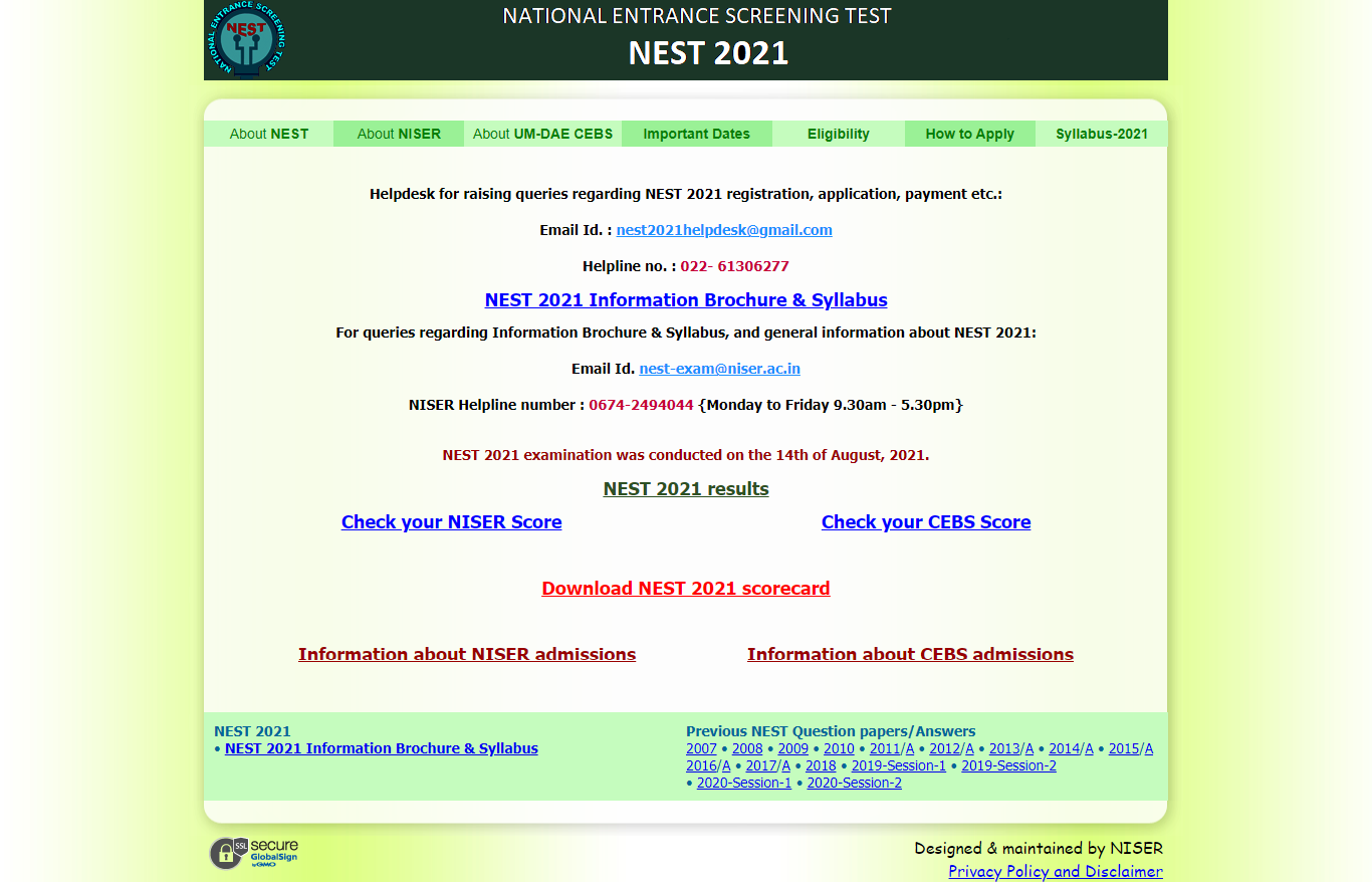 NEST Result 2022 (Declared): Check Merit List, Percentile, Rank Card @nestexam.in
