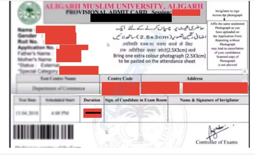 AMU Admit Card 2021 (Released): Download Entrance Exam Hall Ticket Here