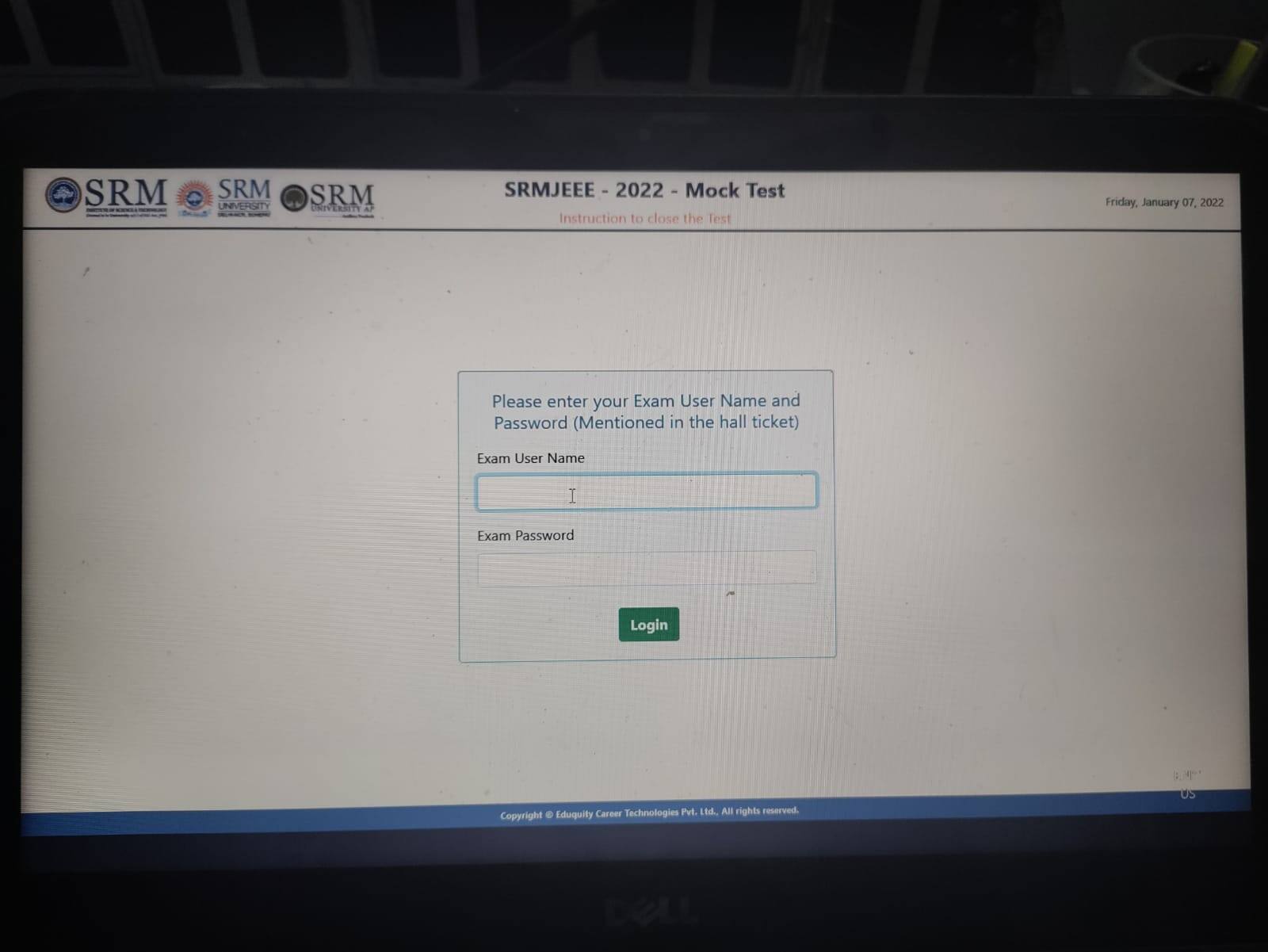 SRMJEEE Mock Test 2023 - Attempt Free Online here