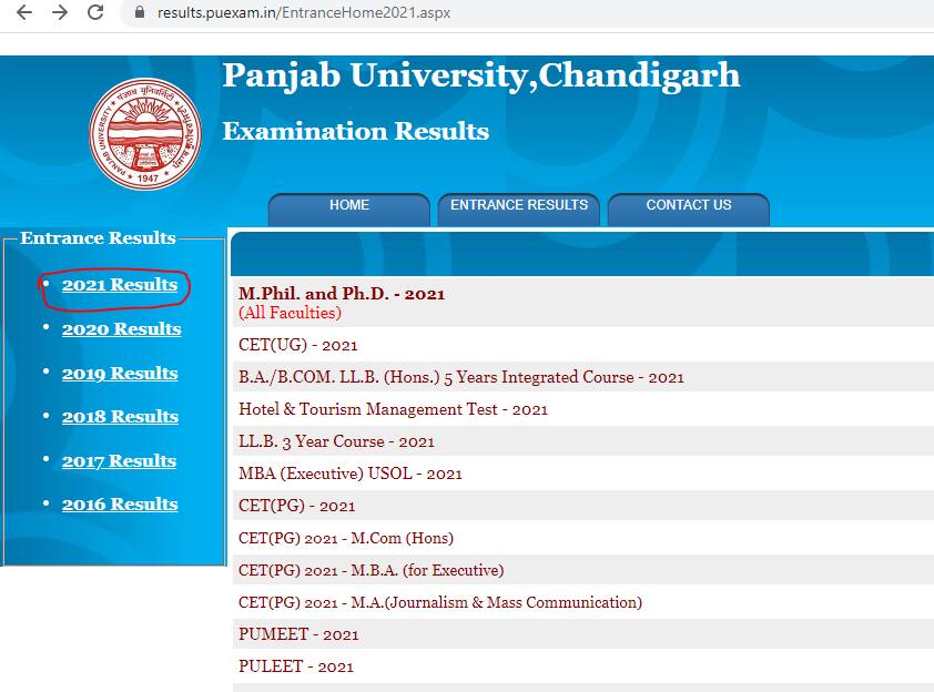 Panjab University Result 2022: BA, B.Sc, B.Com PU UG PG Results @Puchd ...