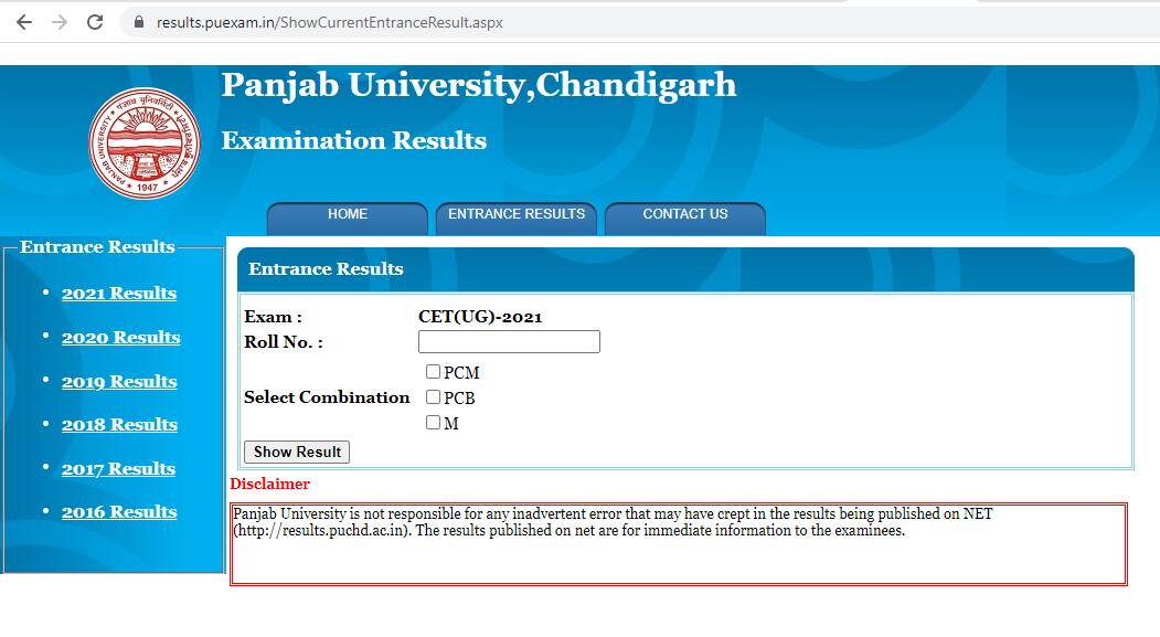 Panjab University Result 2022: BA, B.Sc, B.Com PU UG PG Results @Puchd ...
