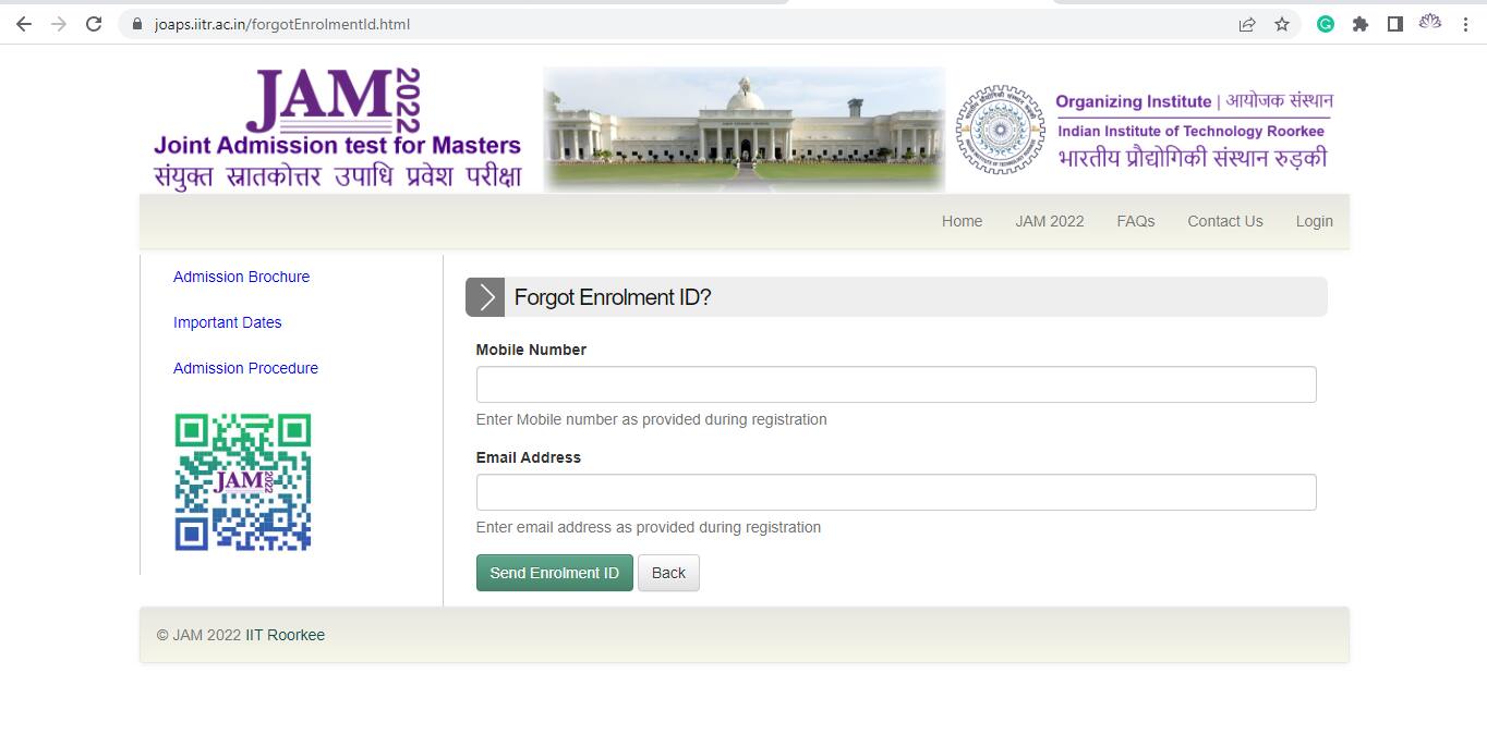 IIT JAM Application Form 2023 (Correction Window Open): Registration ...