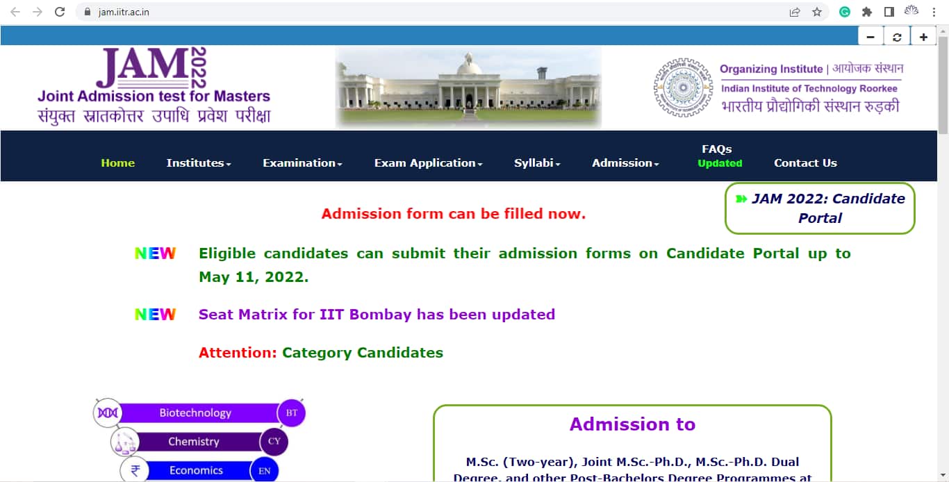 IIT JAM Application Form 2023 (Correction Window Open): Registration ...