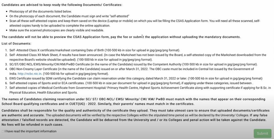 DU Application Form 2022, Date, CSAS portal, Change Preference Entry ...