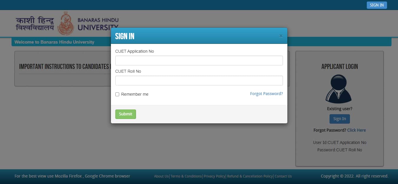 BHU UG Admission Form 2022: Registration, Choice Filling, Spot Round ...