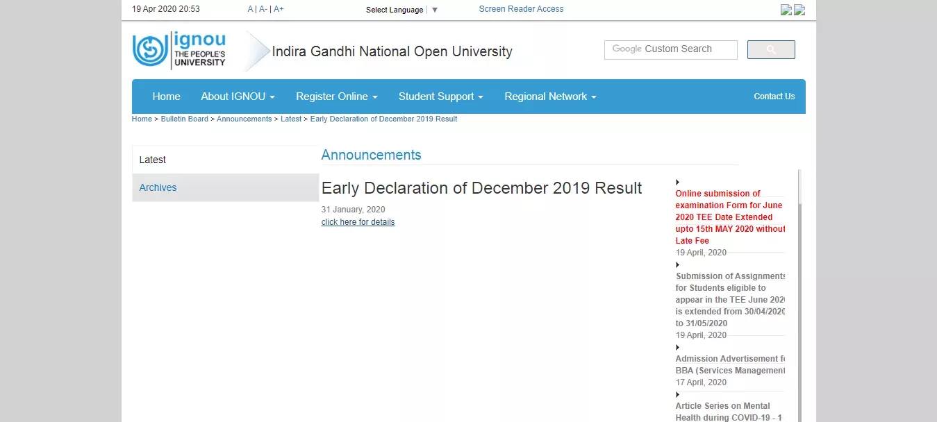 IGNOU Result 2022 (Declared), ignou.ac.in, December: Check June ...