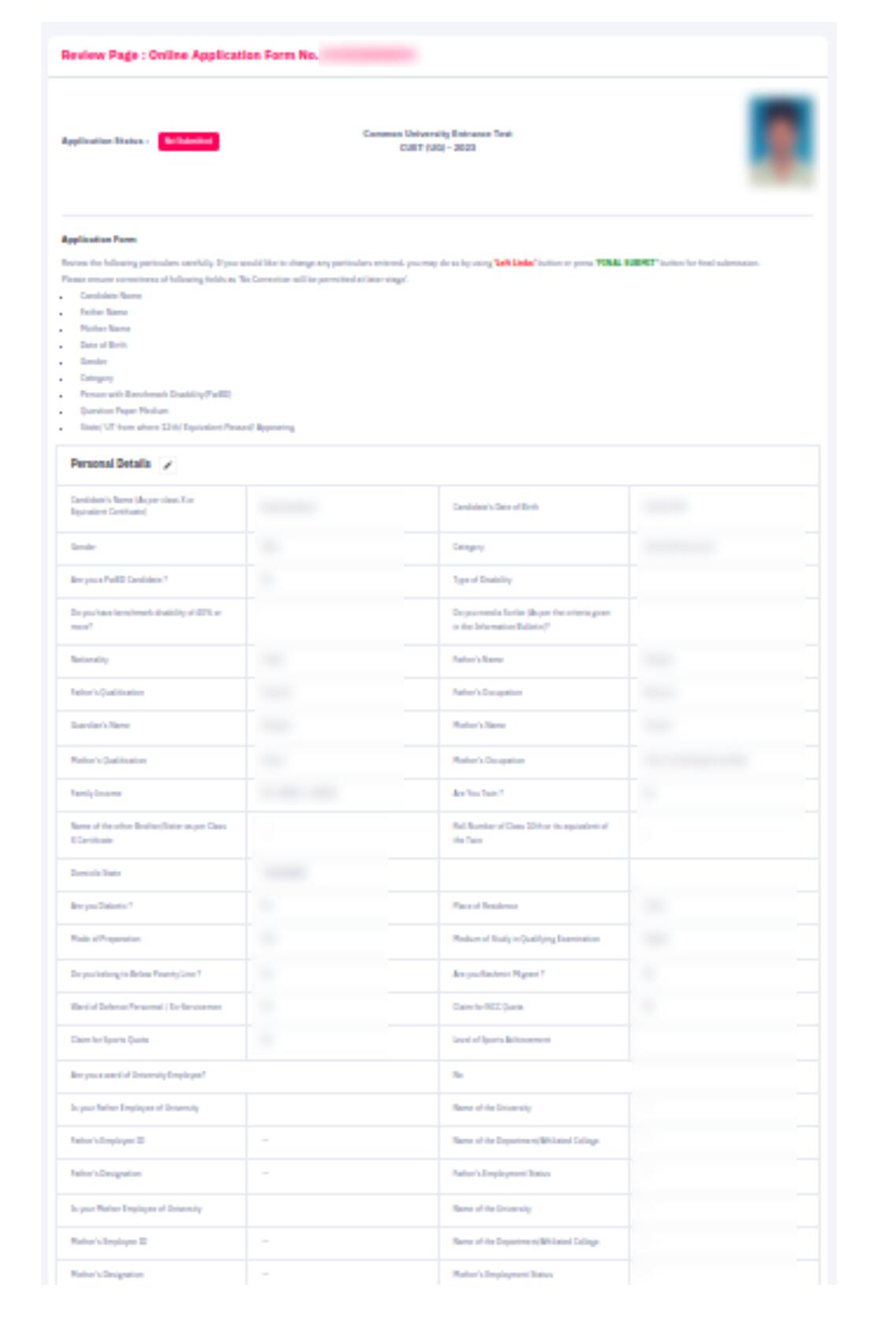 CUET Application Form 2023, Correction Window Reopen : Registration ...