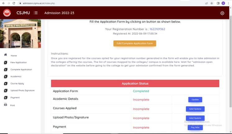 CSJM Kanpur University Admission 2023 (Started): Dates, Registration ...