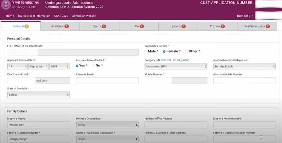 DU Registration 2023, Date, CSAS portal, Application Form, Change ...