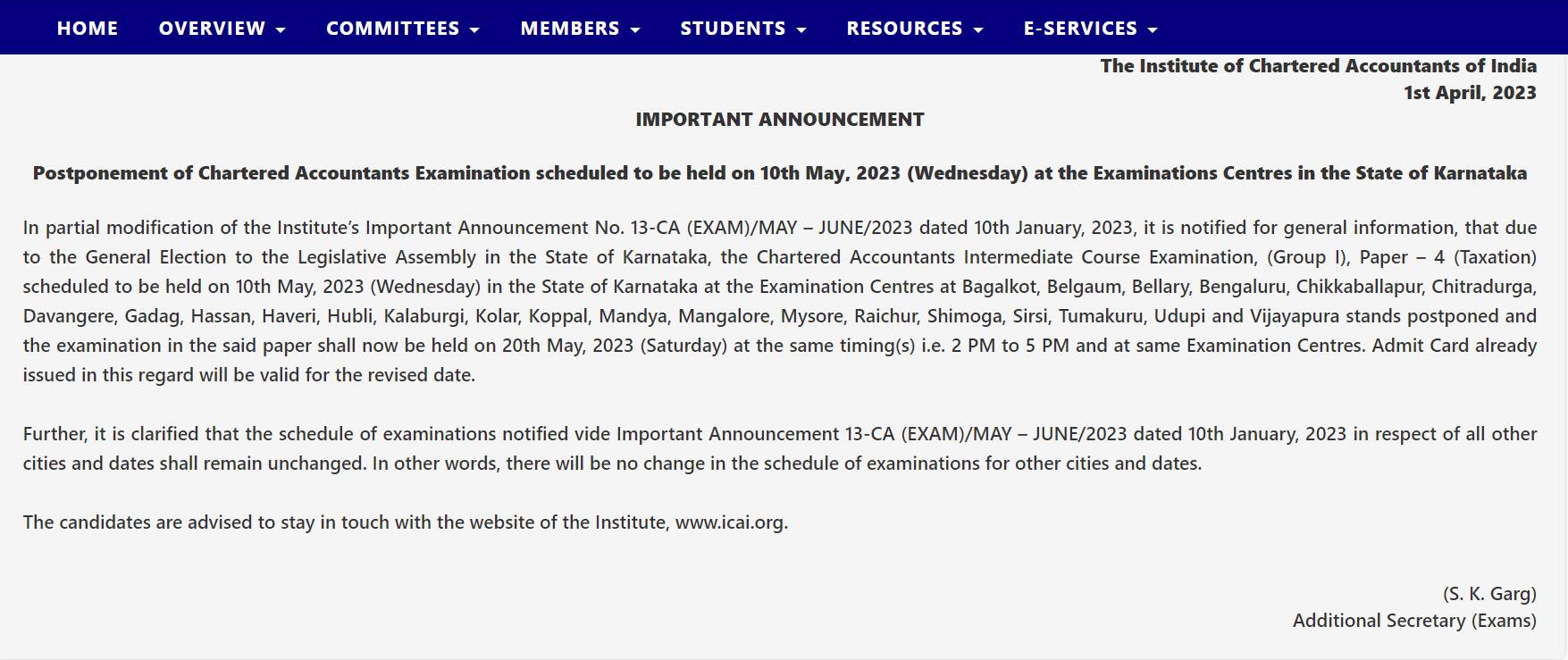 CA Intermediate Exam May 2023 - Dates, Admit Card (Out), Exam Form ...