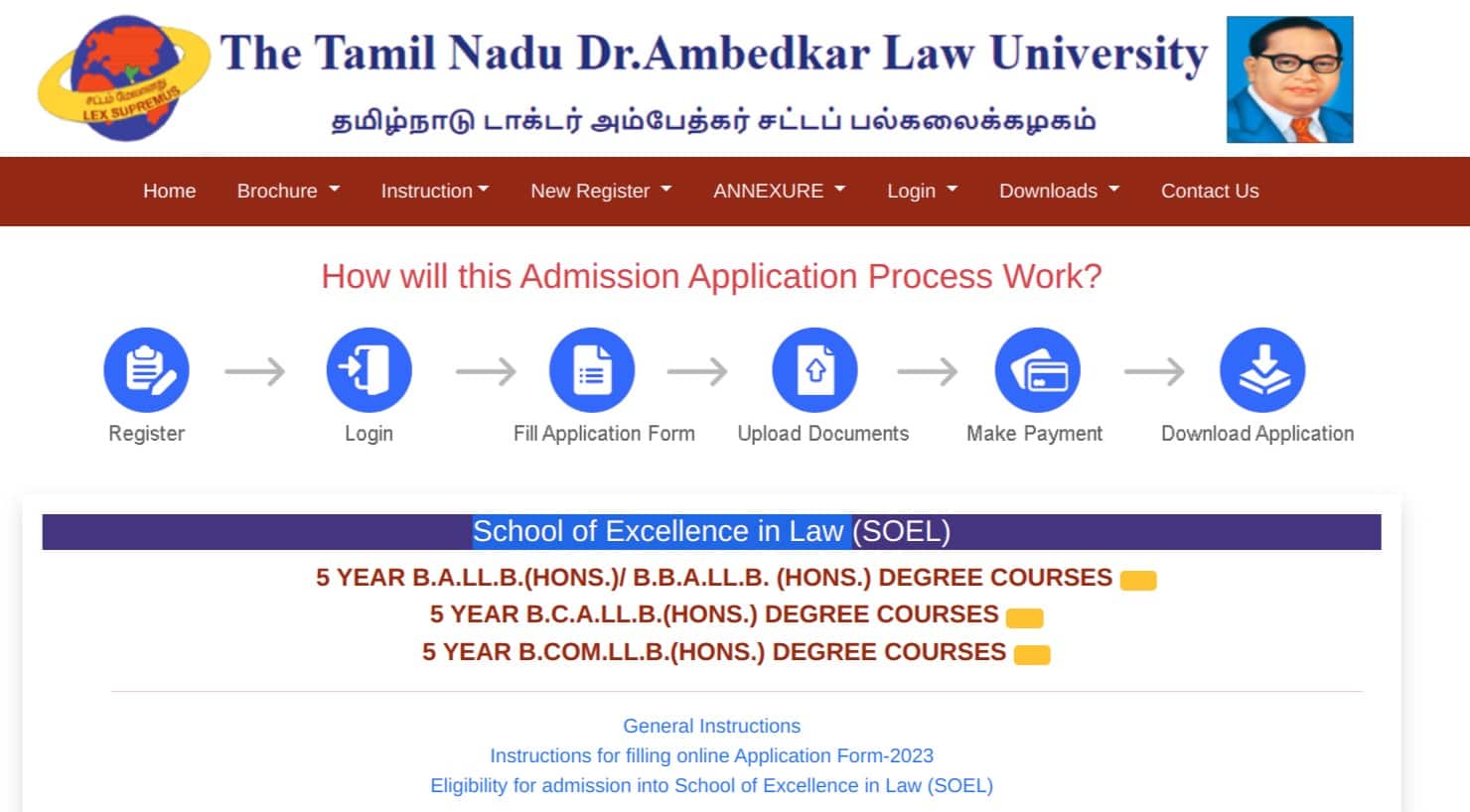 TNDALU Application Form 2023 (Extended) - 3 Year LLB Registration ...