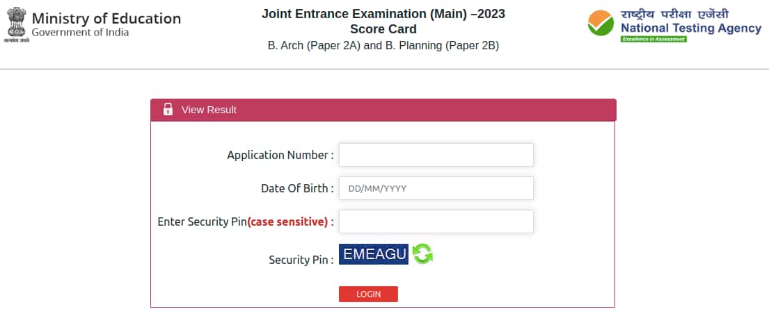 JEE Main Score card 2023 (Out) Paper 2 - Download Session 2 Scores at ...