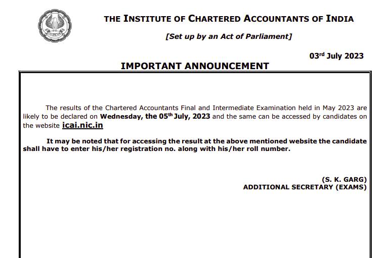 ICAI CA Result 2023 (Out) - CA Inter & Final Results, Marksheets, Pass ...
