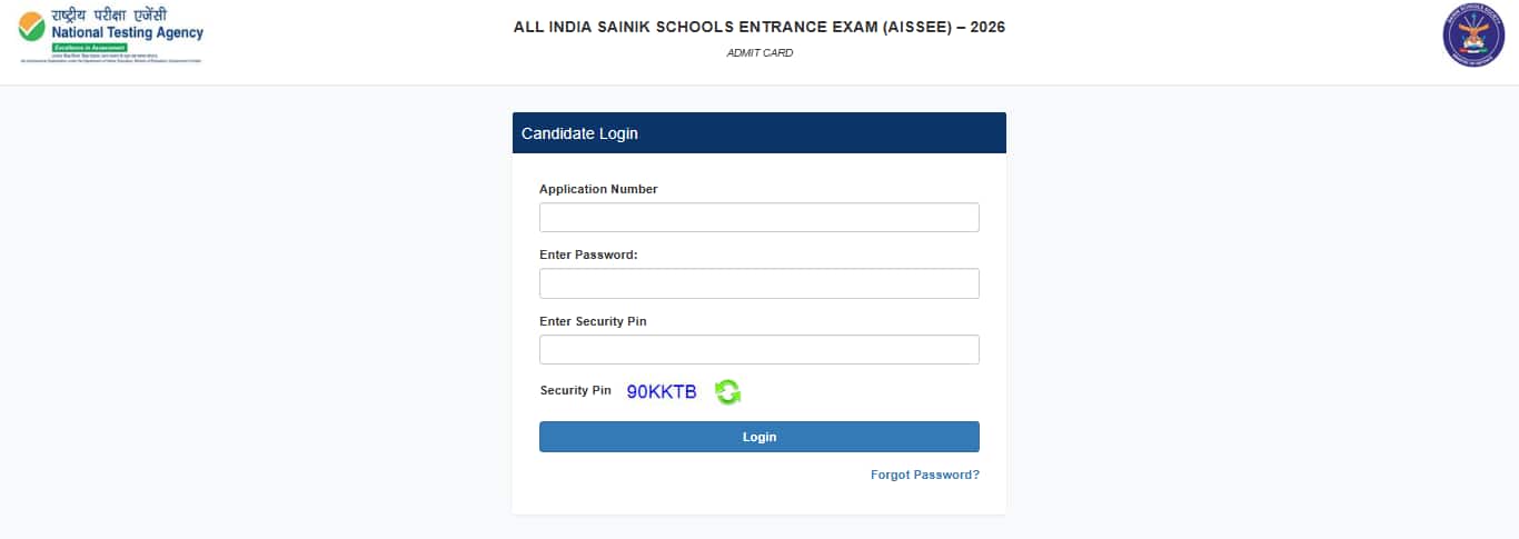 Sainik School Admit Card 2026 (Out) LIVE: AISSEE exam hall ticket link ...