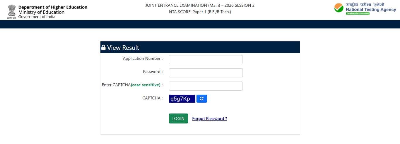 Jeemain.nta.nic.in JEE Mains 2026 Result (Out) LIVE: Session 2 ...