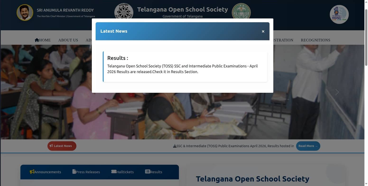 TOSS SSC Inter Results 2026 (OUT) LIVE: Telangana open school 10th 12th ...
