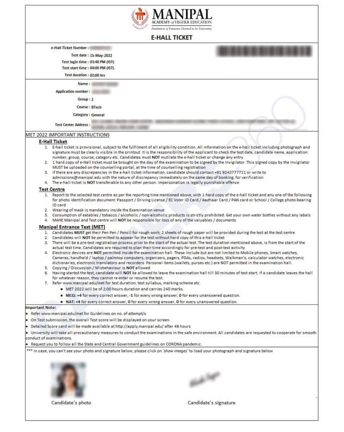 MET Admit Card 2023 - Download Hall Ticket Here