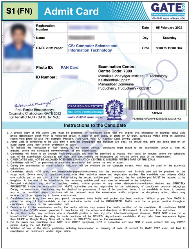 GATE Admit Card 2023 Date (January 3) - Download GATE Hall Ticket @gate ...