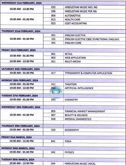 CBSE Class 12 Date Sheet 2024 (Revised)- CBSE 12th Exam Starts from ...