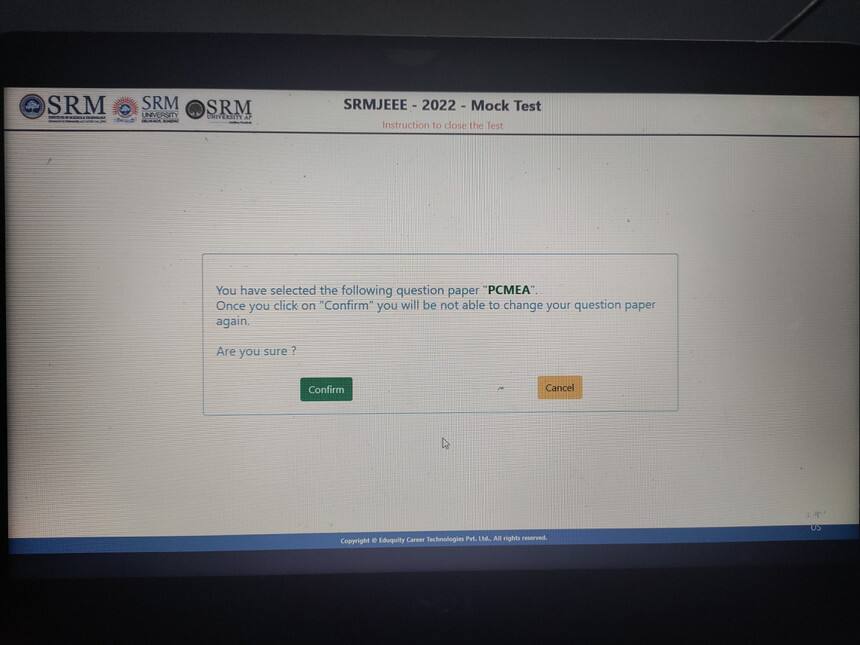 SRMJEEE Mock Test 2023 - Attempt Free Online here