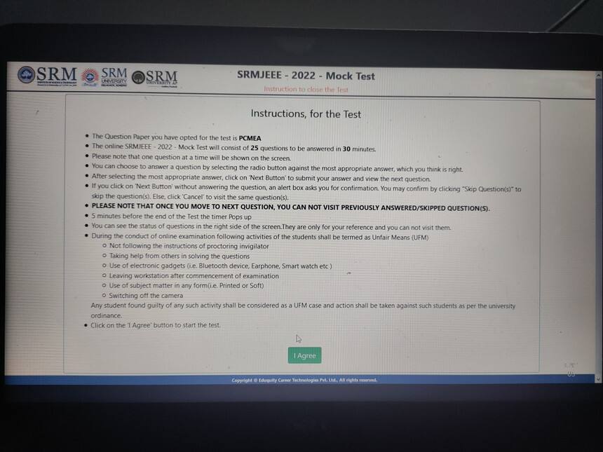 SRMJEEE Mock Test 2023 - Attempt Free Online here