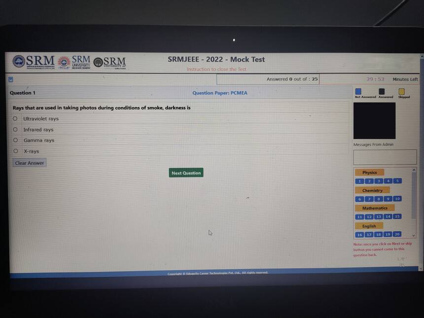 SRMJEEE Mock Test 2023 - Attempt Free Online here
