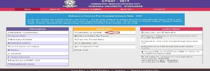 CPGET Application Form 2020, OUCET Registration - Apply Here Online