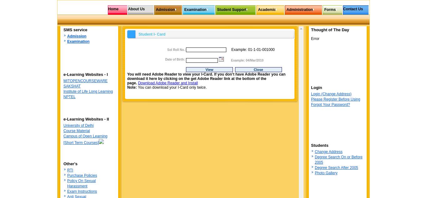 DU SOL Candidate Login 2019 - Register and Forget Password